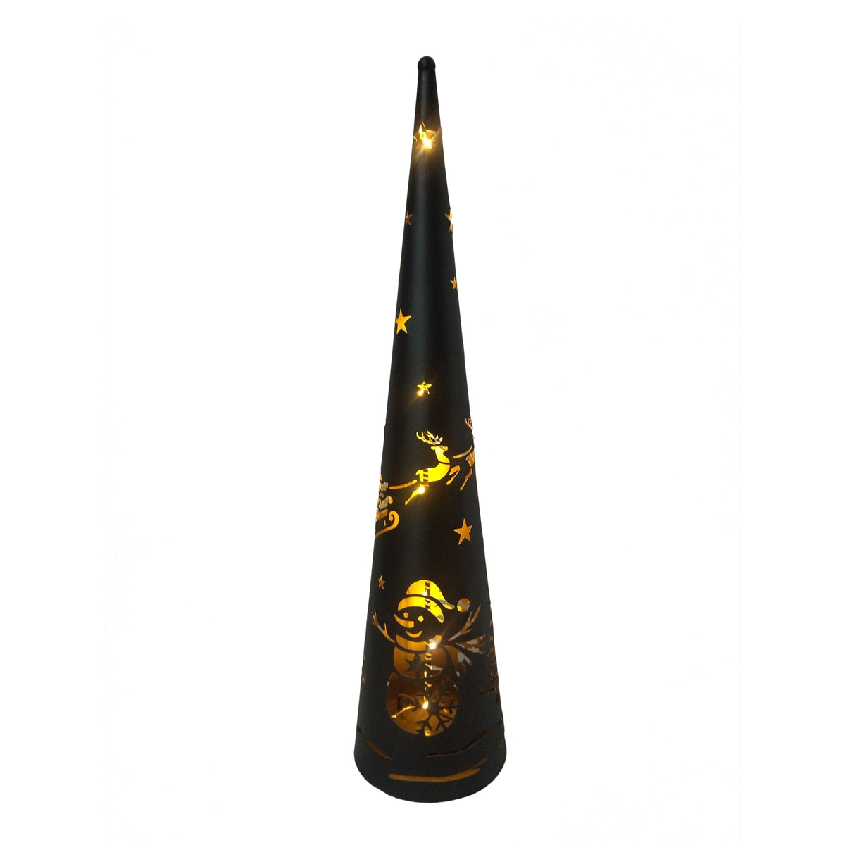 Christmas Home Decor, BLACK AND GOLD CONE LG TREE LIGHT 4.7x4.7x19.7 I ...