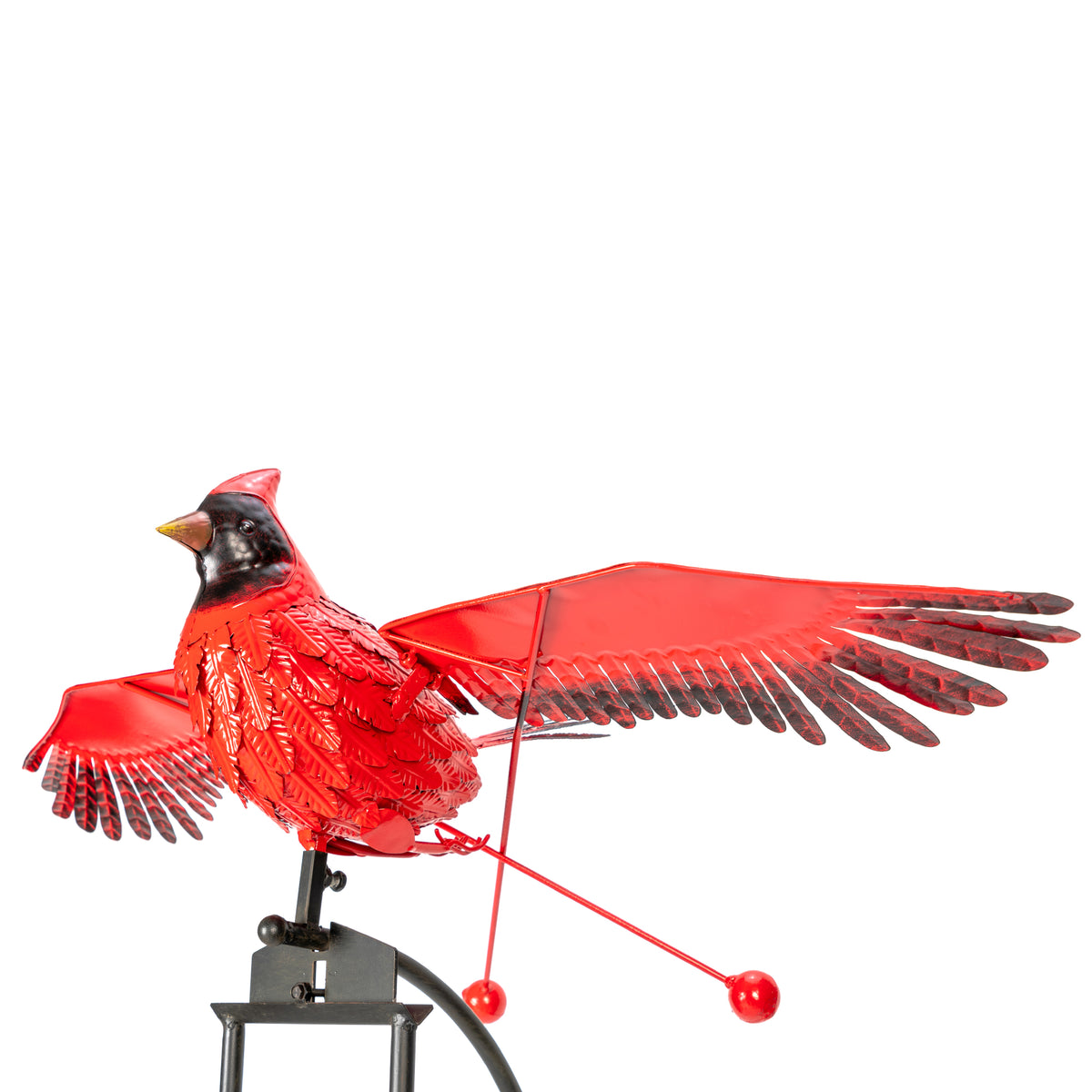 Large Cardinal Rocker Flapping Wings, Metal Garden Stake w Rocking Mot ...